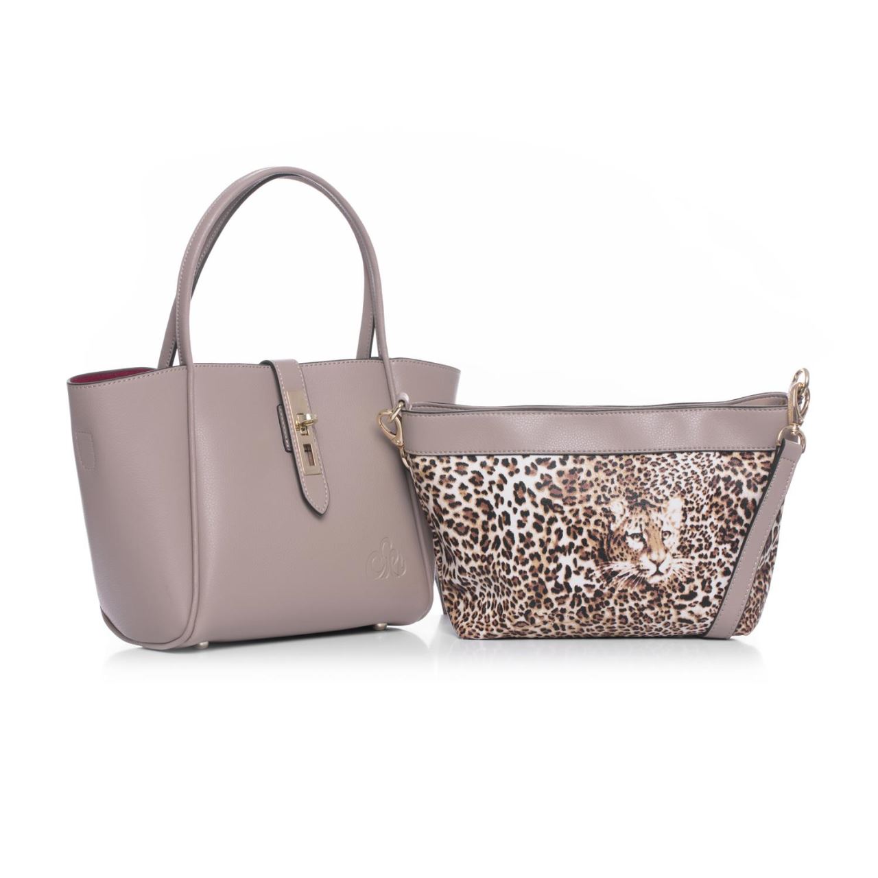 C'iel Margo grey medium leather top-handle tote bag 2-in-1 - Ciel Bags