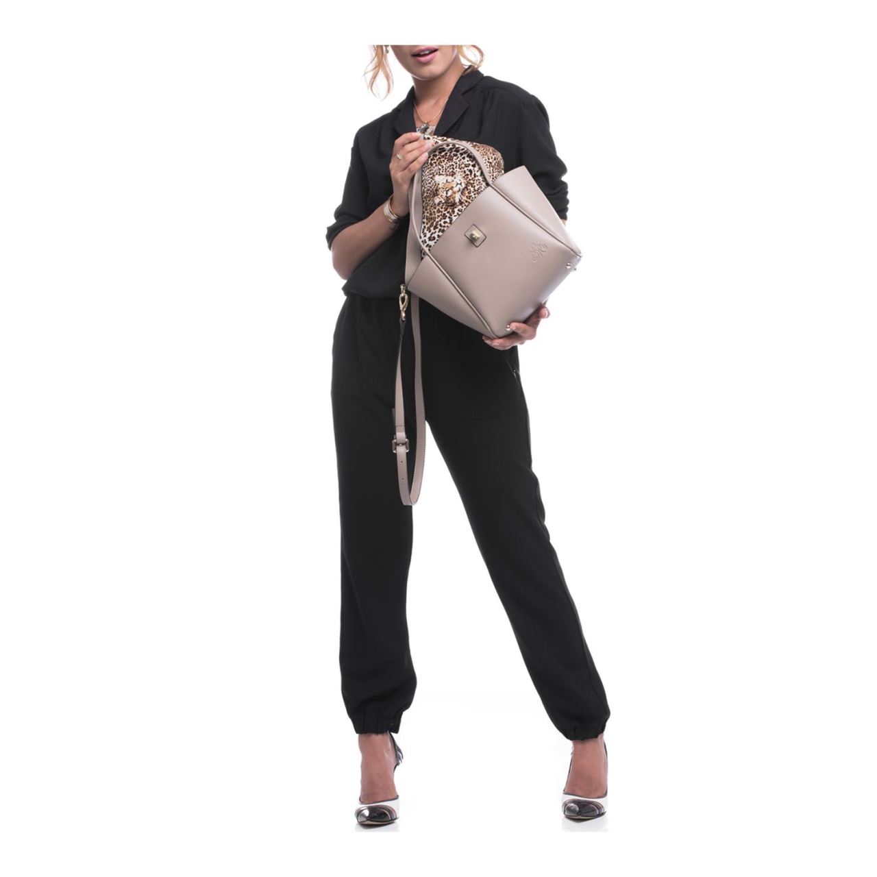 C'iel Margo grey medium leather top-handle tote bag 2-in-1 - Ciel Bags