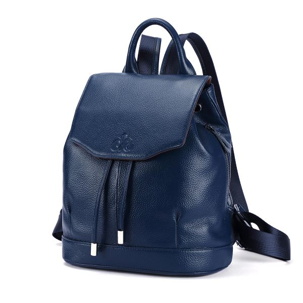 Ciel Jollie navy-blue big leather casual backpack - Ciel Bags